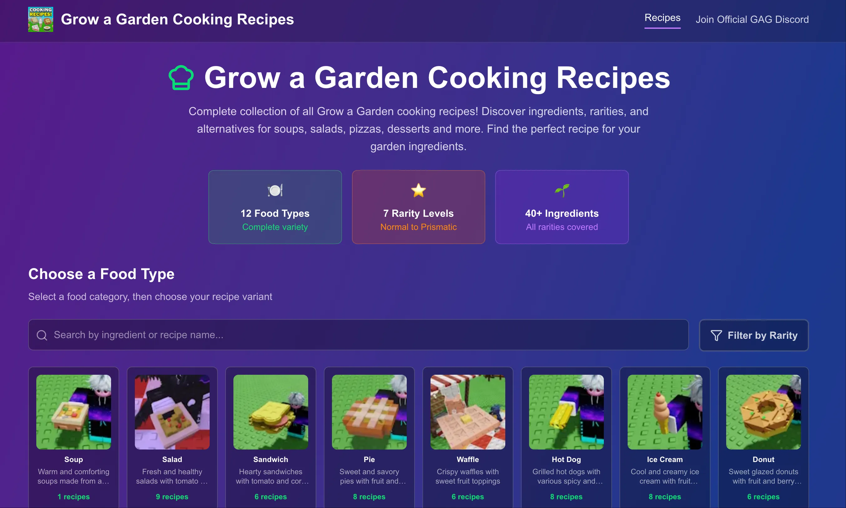 Grow a Garden Cooking Recipes | Open-Launch